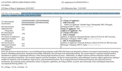 Innovation Ai Multilingualllm Patent Researchexcellence Sru Dr Pramod Kumar Poladi