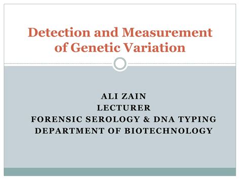 Detection And Measurement Of Genetic Variation Pptx
