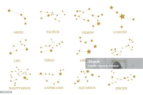 조디악 표지판 양자리 황소 자리 레오 쌍둥이 자리 처녀 자리 전갈 자리 천칭 자리 물병 자리 궁수 자리 물고기 자리 염소 자리 암 벡터 그림 양자리에 대한 스톡 벡터 아트