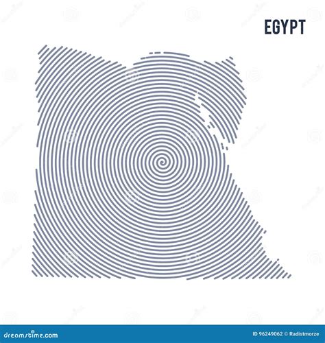 Vector Abstract Hatched Map Of Egypt With Spiral Lines Isolated On A White Background Stock