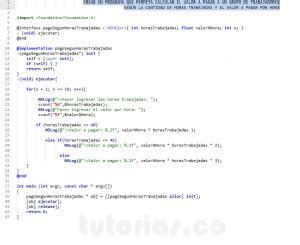 POO Sentencia If Else Objective C Pago Segun Horas Trabajadas Tutorias Co