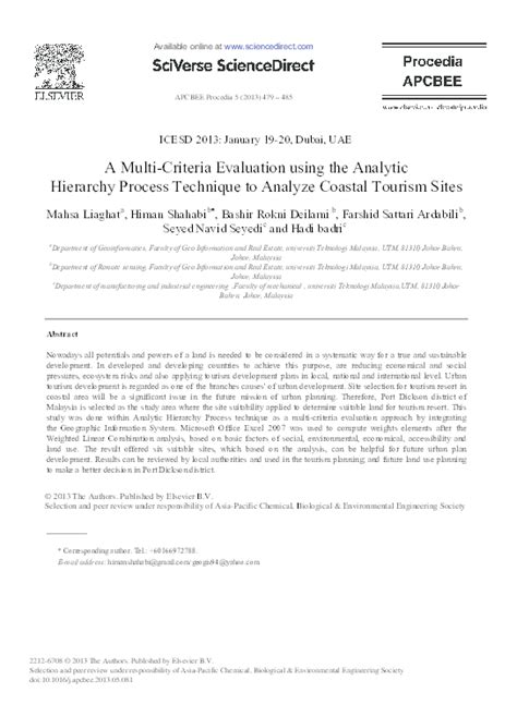 Pdf A Multi Criteria Evaluation Using The Analytic Hierarchy Process Technique To Analyze
