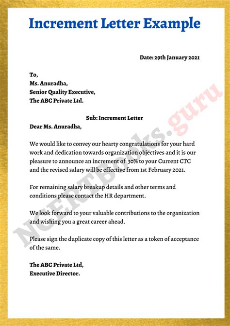 Increment Letter Format Samples How To Write An Increment Letter