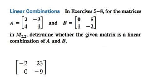 Solved Linear Combinations In Exercises 5 8 For The