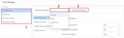 Customize Print Setting Parameter Display Snapmaker Wiki