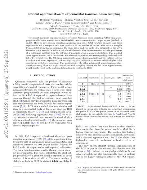 Pdf Efficient Approximation Of Experimental Gaussian Boson Sampling