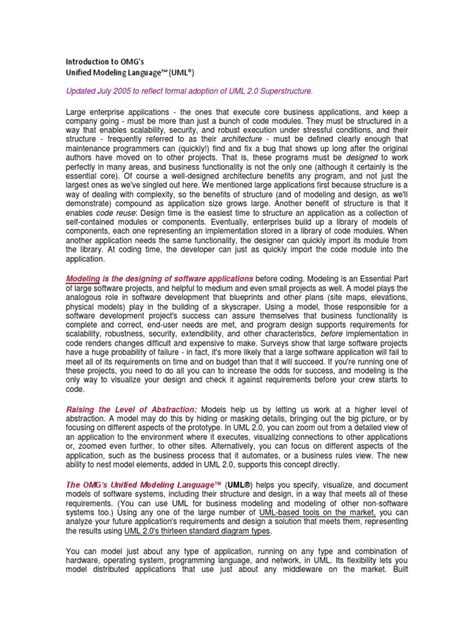 Introduction To Omgs Unified Modeling Language™ Uml® Pdf Object
