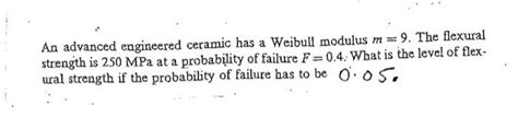 Solved An Advanced Engineered Ceramic Has A Weibull Modulus