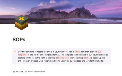 Standard Operating Procedures SOPs Notion Template