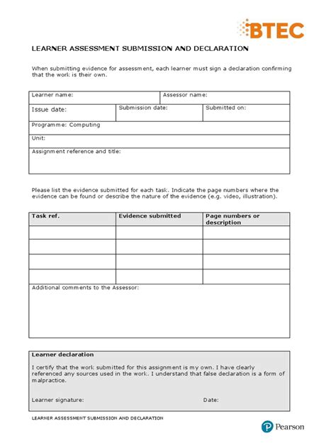 Learner Assessment Submission Declaration Pdf