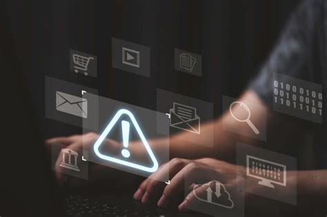 Premium Photo Businessman Using Computer Laptop With Triangle Caution