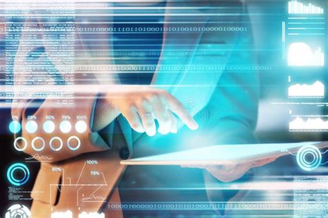 Code Overlay Business Woman Hand And Tablet Of A It Worker With Crypto Coding And Programmer