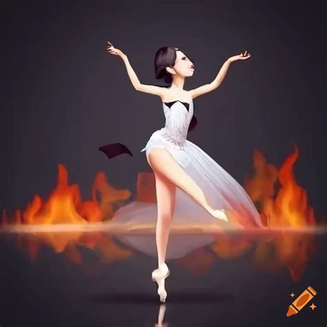 Ballerina Girl Dressed In White She Has With A Black Ribbon In Hair