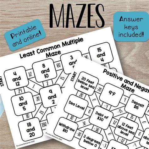 6th Grade Mazes Digital Online Learning Activity And Printables