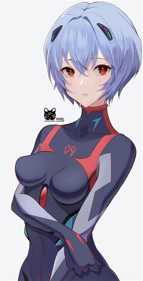 Solo Fan Art Blue Hair Ayanami Rei Bodysuit Neon Genesis Evangelion Rebuild Of Evangelion