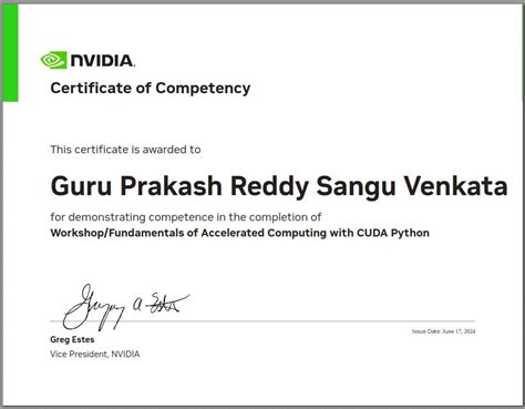 Prakash Reddy On Linkedin Nvidia Certificate Cuda Python