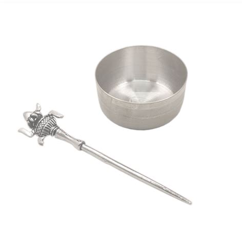 Pure Silver Bowl With Tilak Stick Sterling Silver Tilak Set For Pooja Religious Part In Hindu 10