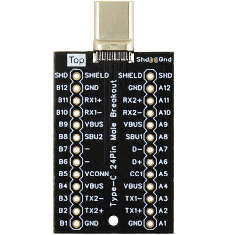 Naughtystarts Usb Type C Breakout Board Male Connector 24 Pins Full Pins Output Gold