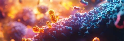 Close Up View Of Complex Molecular Interactions With Microbes In