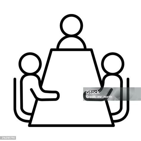 비즈니스 회의 아이콘 얇은 선 스타일 벡터 일러스트 레이 션 그래픽 디자인 남자 사업가에 대한 스톡 벡터 아트 및 기타 이미지