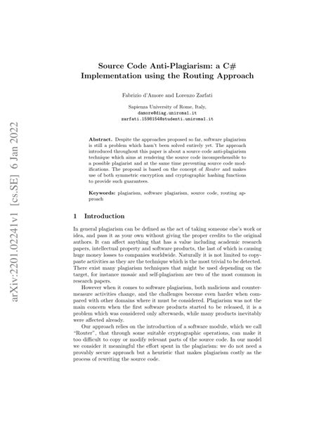 Pdf Source Code Anti Plagiarism A C Implementation Using The Routing Approach