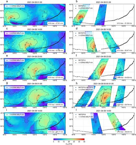 Era5 Surface Wind Speed U10 Left Column Compared With Metop Download Scientific Diagram