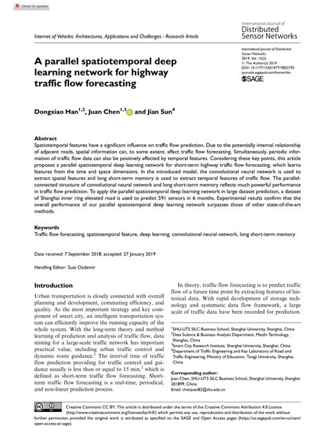 Pdf A Parallel Spatiotemporal Deep Learning Network For Highway Traffic Flow Forecasting