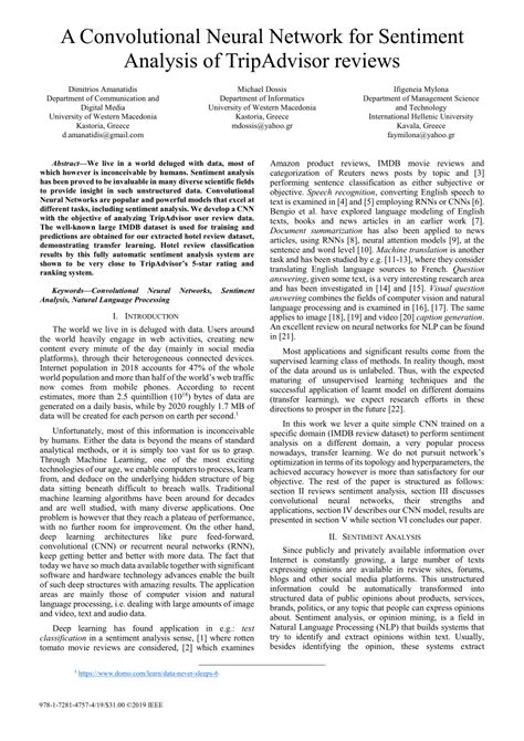 Pdf A Convolutional Neural Network For Sentiment Analysis Of Tripadvisor Reviews