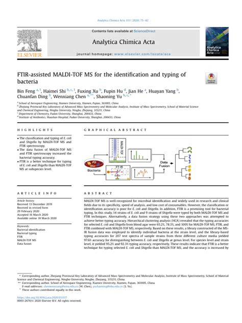 Ftir Assisted Maldi Tof Ms For The Identification And Typing Of Bacteria Pdf Escherichia