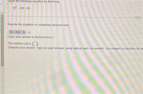 Solved Solve The Following Equation By