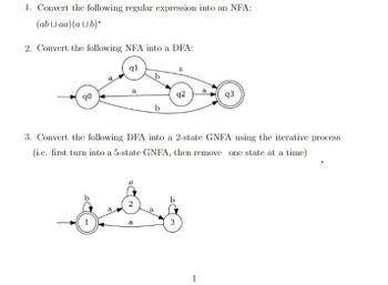 Answered Convert The Following Regular Expression Into An NFA Ab Uaa A Ub Bartleby