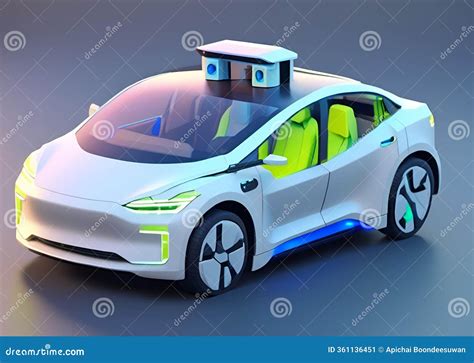 Autonomous Electric Vehicle With Lidar Sensor Futuristic Self Driving Car Technology Ai