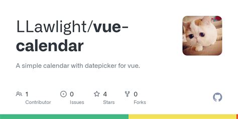 Github Llawlight Vue Calendar A Simple Calendar With Datepicker For Vue