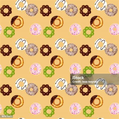 도넛의 완벽 한 패턴입니다 손으로 그린 수채화 그림 음식 패턴입니다 National Doughnut Day에 대한 스톡 벡터 아트 및 기타 이미지 National
