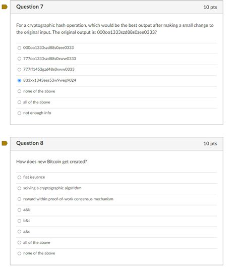 Solved Question 7 10 Pts For A Cryptographic Hash Operation Chegg Com