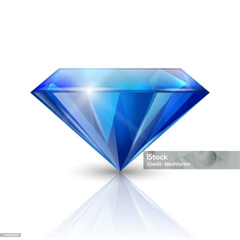 벡터 3d 현실적인 파란색 투명 삼각형 빛나는 보석 다이아몬드 크리스탈 라인석은 반사가 있는 흰색 배경에 근접 촬영 보석 개념 디자인 템플릿 배너 3차원 형태에 대한 스톡