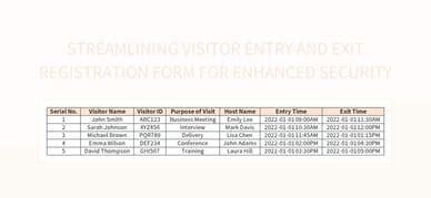 Free Visitor Registration Templates For Google Sheets And Microsoft Excel Slidesdocs
