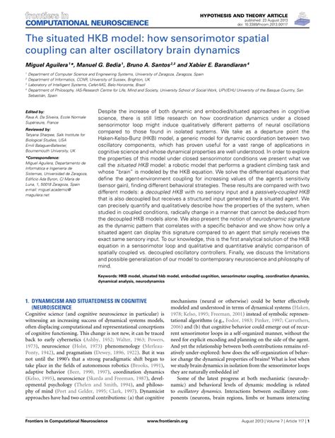 pdf the situated hkb model how sensorimotor spatial coupling can