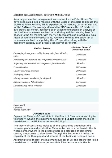 Accg3001 Inclass Exercise Week 5 Accg3001 In Class Exercise 5