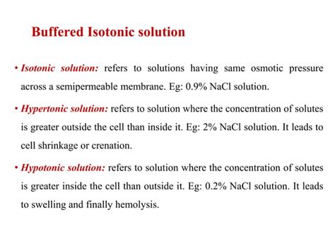 Unit V Ph Buffers And Isotonic Solutionpptx Chemistry Science