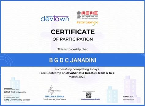 Chathuri Janadini On Linkedin Successfully Completing 7 Days Javascript Reactjs From A To Z