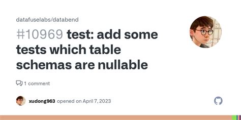 Test Add Some Tests Which Table Schemas Are Nullable · Issue 10969