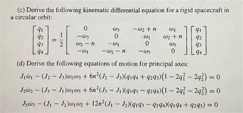 Solved C Derive The Following Kinematic Differential
