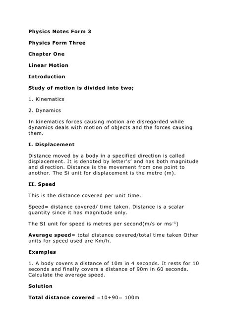 Physics Notes Form 3 All Chapters Physics Form 4 Spm Thinkswap