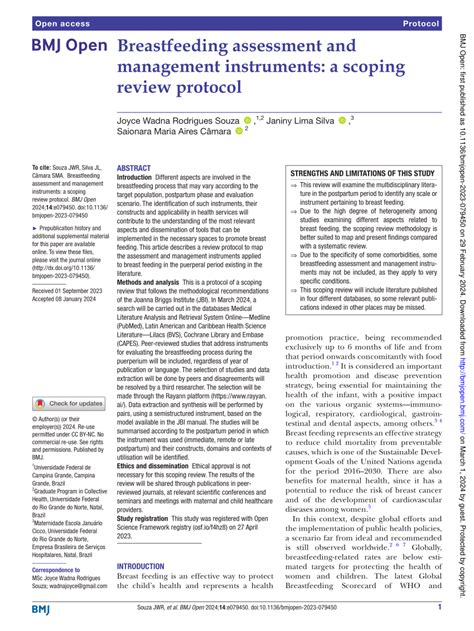 Pdf Breastfeeding Assessment And Management Instruments A Scoping Review Protocol
