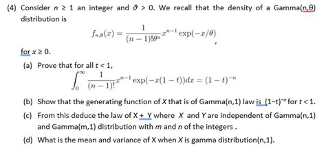 Solved 4 Consider n1 an integer and ϑ 0 We recall that Chegg com