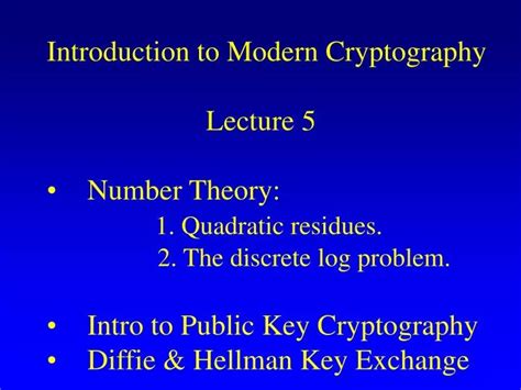 PPT Introduction To Modern Cryptography Lecture PowerPoint Presentation ID