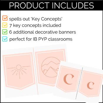IB Key Concepts PYP Classroom Display Banner Boho Rainbow Theme Decor