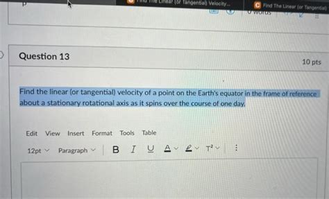 Solved TU CC Or Tangential Velocity Find The Linear Or Chegg Com