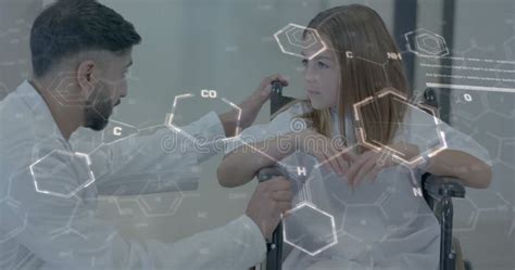 Chemical Structures And Molecular Formulas Image Over Doctor Examining